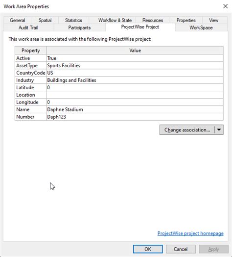 Associate A Work Area With A Projectwise Project