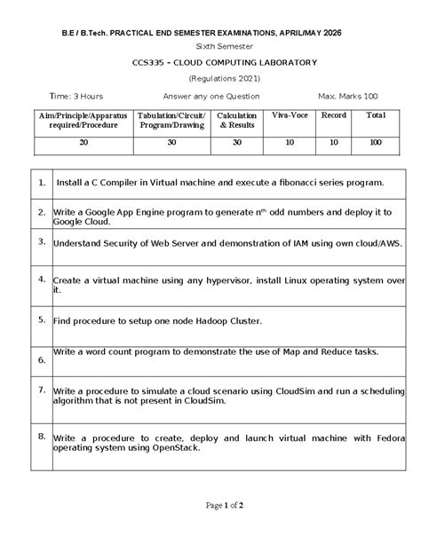 Ccs335 Cloud Computing Lab Practical Exam Set 2026 Studocu