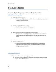 Module 1 Notes GEOG21062 GEOG 21062 Module 1 Notes Lecture 1 Physical Geography And The
