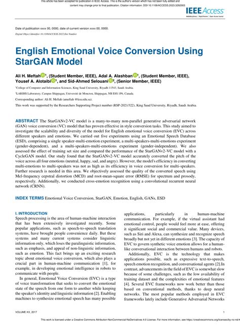 Pdf English Emotional Voice Conversion Using Stargan Model