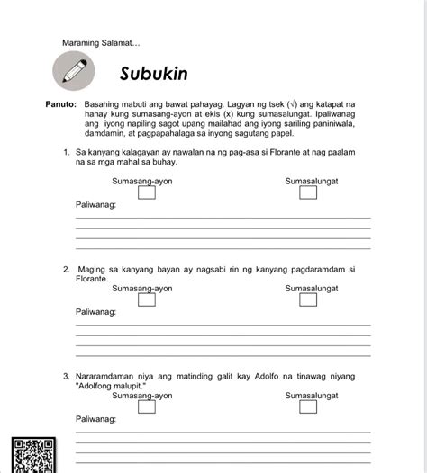 Maraming Salamat Subukin Panuto Basahing | StudyX