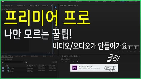 프리미어프로타임라인에 비디오오디오가 안들어갈때 Youtube