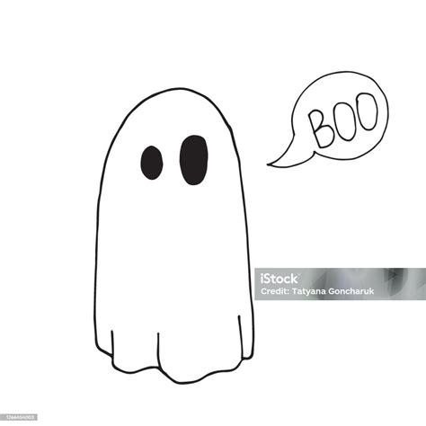 낙서 스타일의 벡터 일러스트레이션 작은 유령 할로윈 귀여운 유령의 주제에 간단한 그리기 흰색 배경에 고립 된 휴일 디자인 아이들을위한 10월에 대한 스톡 벡터 아트 및 기타