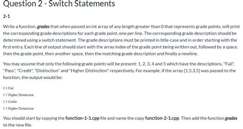 Solved Question 2 Switch Statements 2 1 Write A Function