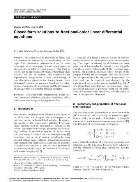 pdf closed form solutions to fractional order linear differential
