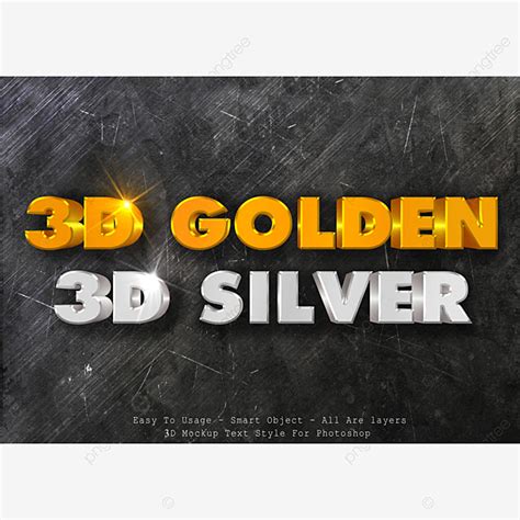 포토샵에 대한 3d 일러스트 금색과 은색 텍스트 스타일 효과 3차원 원형 빛 Png 일러스트 및 Psd 이미지 무료