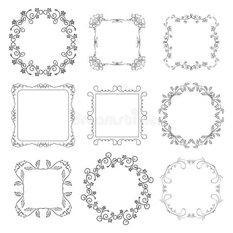 Floral Decorative Frames Set Vector Stock Vector Illustration Of