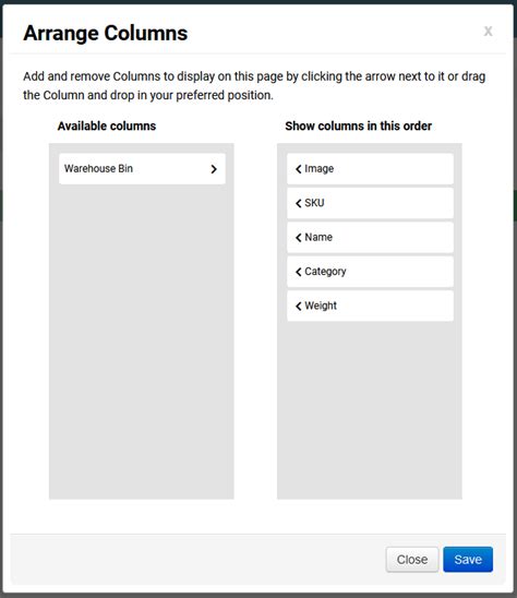 Organize Column Headers On The CATALOG Page Guide ShippingEasy