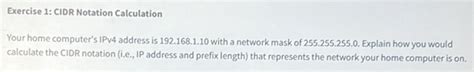 Exercise 1 Cidr Notation Calculation Your Home Computers Ipv4 Address