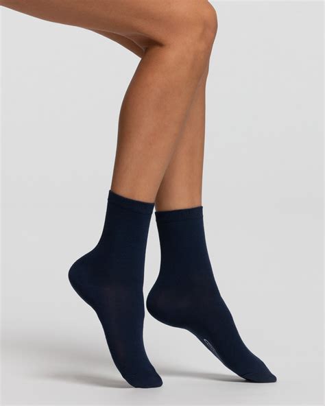 Calzino Cotone Con Tallone E Punte Rinforzate Blu 2 Calze Donna
