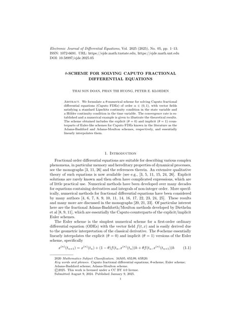 Pdf θ Scheme For Solving Caputo Fractional Differential Equations