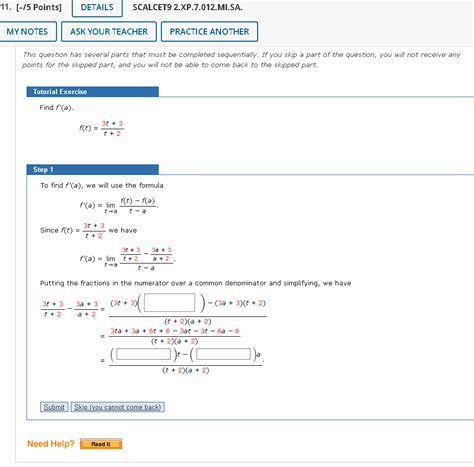 Solved 11 [ 5 Points] Details Scalcet9 2 Xp 7 012 Mi Sa
