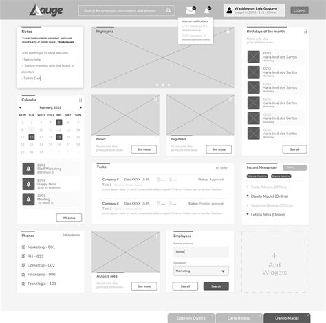 Wireframe Intranet Design For Applied Science Education