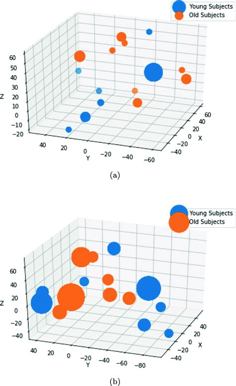 Clustering Of Marked Voxels Amongst Young Shown In Blue Color Vs Old