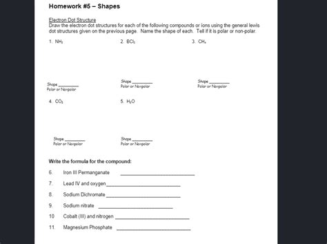 Solved Homework 5 Shapes Electron Dot Structure Draw The Electron Dot Str Tutorbin