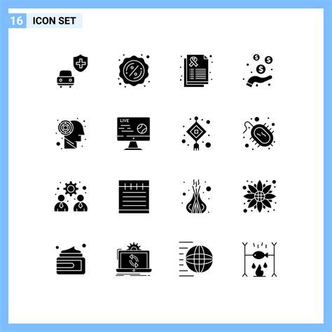 Universal Icon Symbols Group Of 16 Modern Solid Glyphs Of Football Maze Care Labyrinth Money