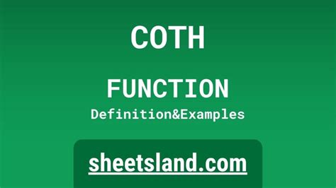 Coth Function Definition Formula Examples And Usage