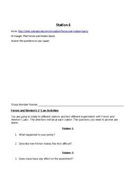 Newtons Laws Intro Activity Lab Station By All Things Science Related
