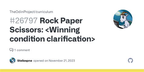rock paper scissors · issue 26797 · theodinproject curriculum · github