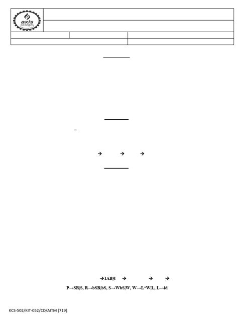 Compiler Design Kcs 502 Pu Pdf Parsing Computing
