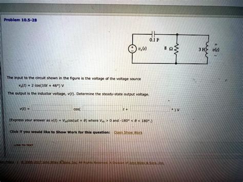 Problem F vs t Ω H v t The input to the circuit shown in the figure is the