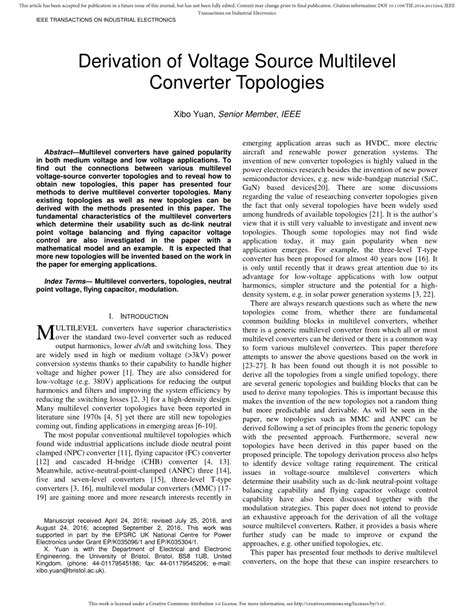 Pdf Derivation Of Voltage Source Multilevel Converter Topologies