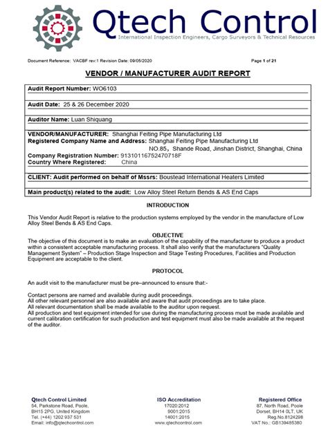 Example Audit Report Pdf Audit Calibration