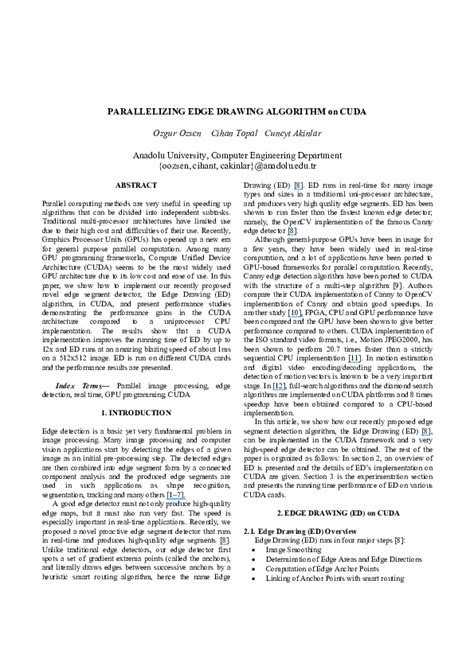 Pdf Parallelizing Edge Drawing Algorithm On Cuda