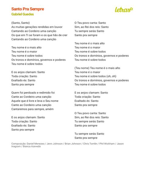 Letra De Santo Pra Sempre Pdf