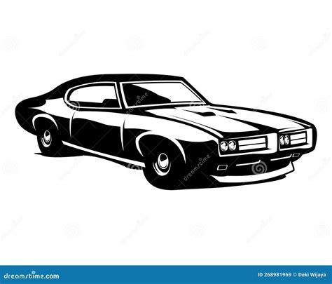 Classic Retro Pontiac Gto Judge Vector Isolated On A White Background As Seen From The Side