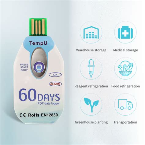 Days TempU Temperature And Humidity Data Logger Single Use PDF Report Recorder USB