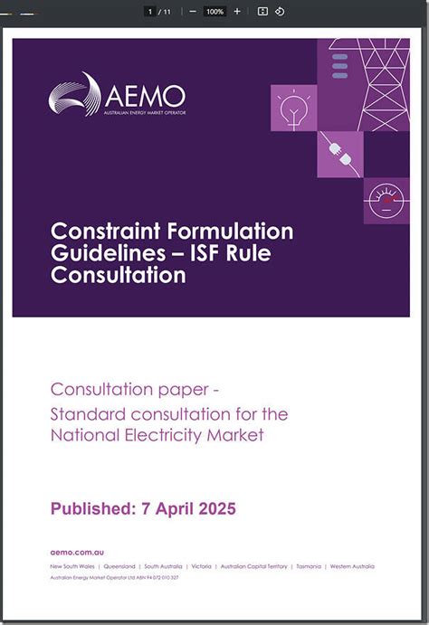 Aemo Commenced A Consultation On The Constraint Formulation Guidelines