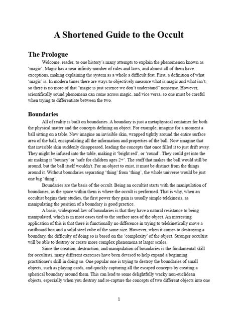 A Shortened Guide To The Occult Pdf