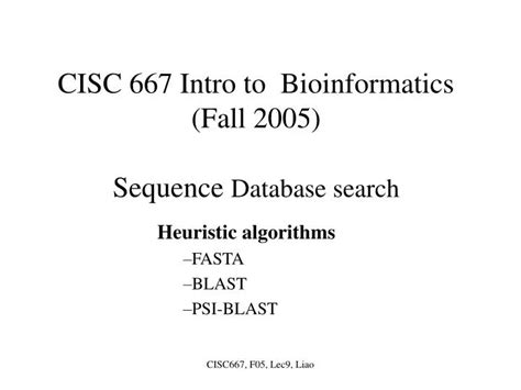 Ppt Cisc 667 Intro To Bioinformatics Fall 2005 Sequence Database