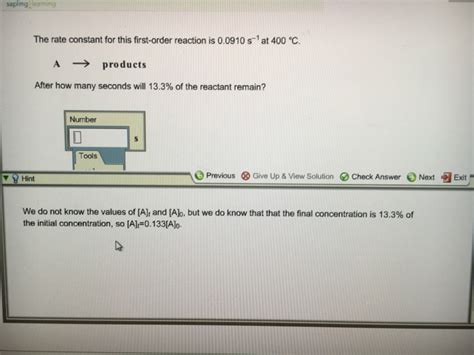 Solved The Rate Constant For This First Order Reaction Is