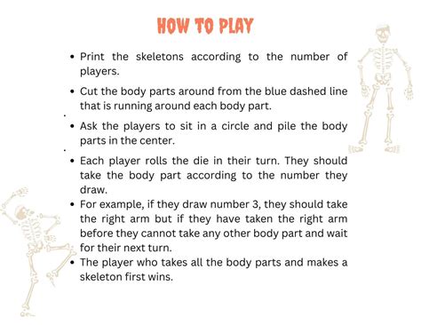 Roll A Skeleton Game Skeleton Game Halloween Game Printable