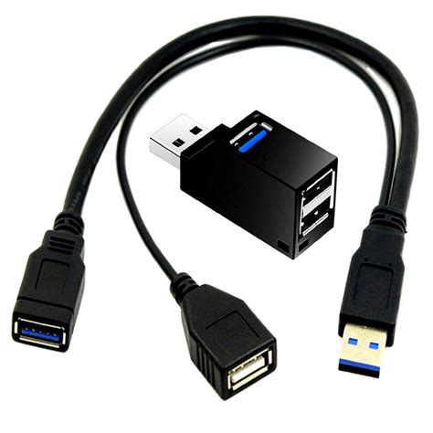 电脑车用载usb扩展器一分二供电接口连接器公母u盘充电数据延长线 虎窝淘