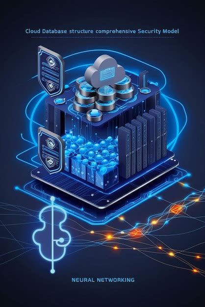A Digital Illustration Depicting A Cloud Database Security System Of A Digital Illustration Depicting A Cloud Database Security System Of