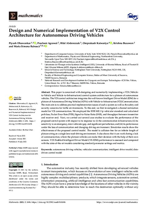 Pdf Design And Numerical Implementation Of V2x Control Architecture
