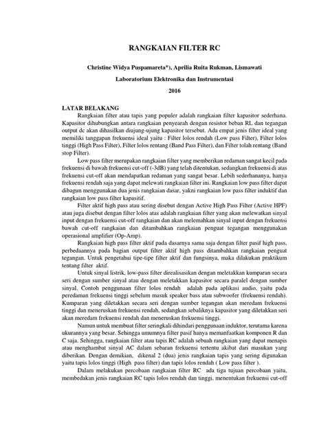 Rangkaian Filter Rc Pdf