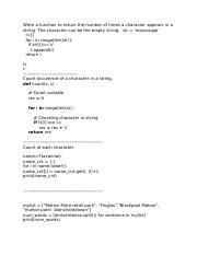 FB Python Questions Docx Write A Function To Return The Number Of Times A Character Appears
