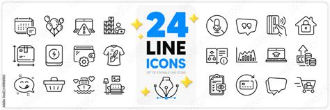 icons set of wallet renew card and shopping basket line icons pack for