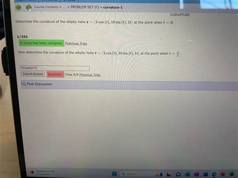 Solved Determine The Curvature Of The Elliptic Helix