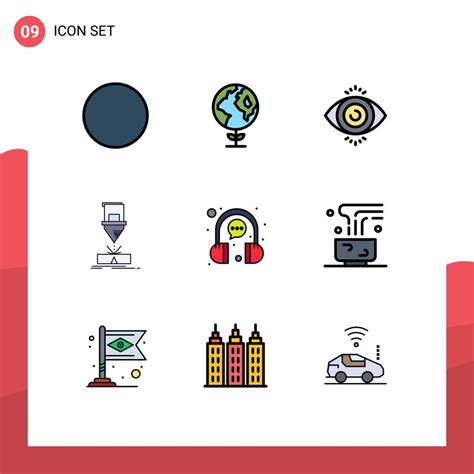 9 Thematic Vector Filledline Flat Colors And Editable Symbols Of