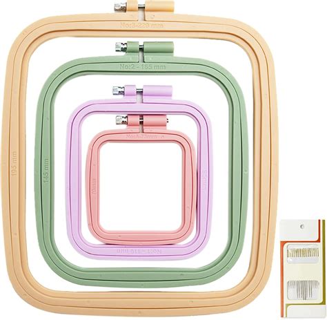 Lamxd 4 Pieces Embroidery Hoop Rectangle Square Embroidery Frame Cross Stitch Hoop