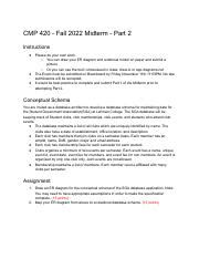 Midterm Part 2 Pdf CMP 420 Fall 2022 Midterm Part 2 Instructions Please Do Your Own Work