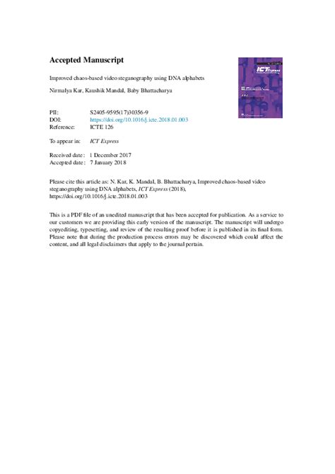 Pdf Improved Chaos Based Video Steganography Using Dna Alphabets