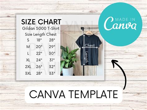 Size Chart Template Etsy