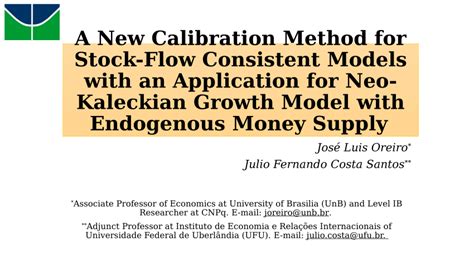 Pdf A New Calibration Method For Stock Flow Consistent Models Fmm 2019 22 10 2019