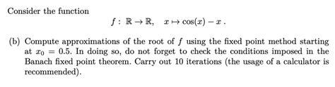 This Problem Is About Banach Fixed Point Chegg
